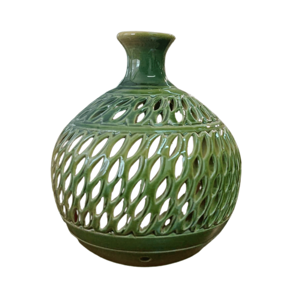 Portavelas de cerámica color verde – La fábrica de cerámica